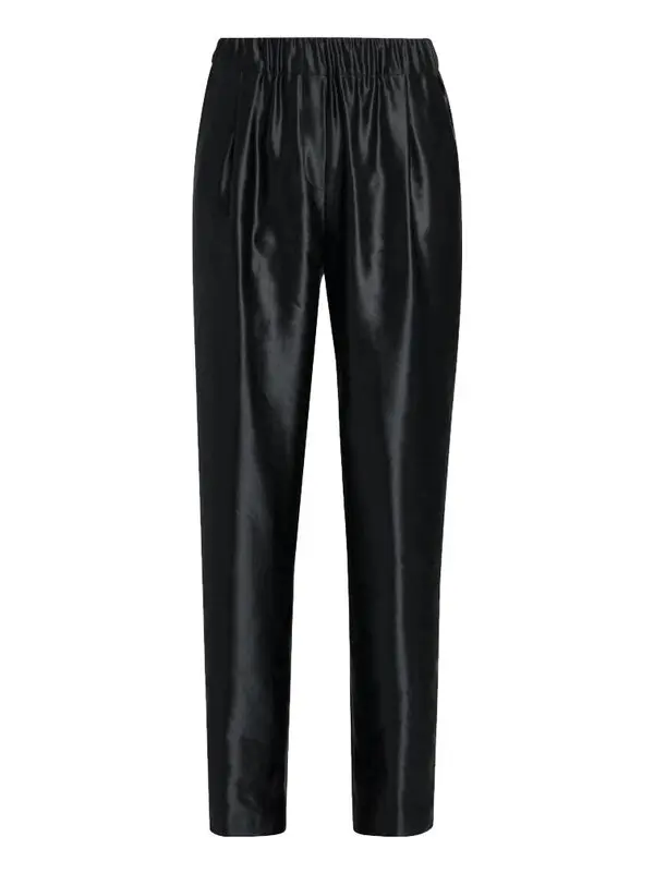 Giorgio Armani Satin Linen-silk Pants - Black