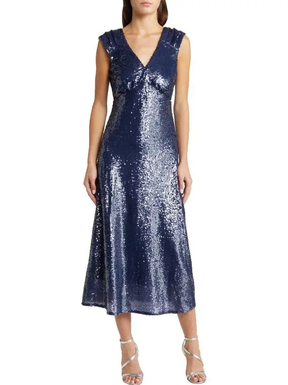 Adelyn Rae Konnie Sequin Midi Dress - Midnight