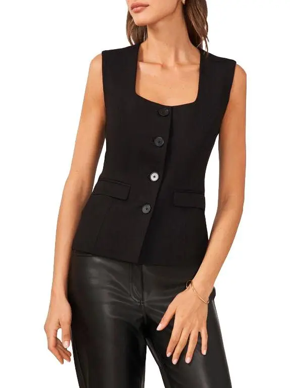 Halogen Square Neck Sleeveless Vest - Rich Black 060