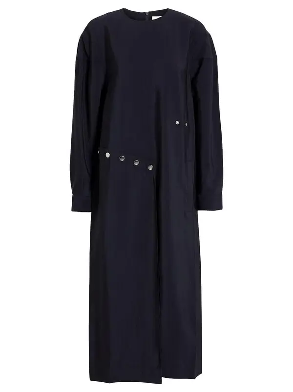 Tibi Asymmetric Woven Midi Dress - Midnight Blue