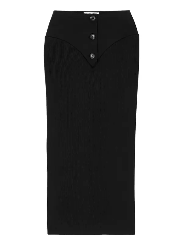 RENAISSANCE RENAISSANCE Twill-paneled Jersey Midi Pencil Skirt - Black