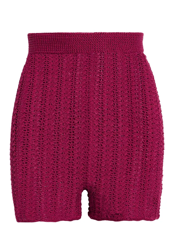 Savannah Morrow Lizzy Crochet-knit Pima Cotton Shorts - Plum