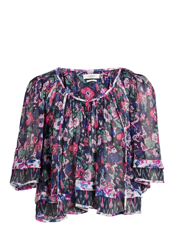 MARANT ETOILE Roxini Printed Georgette Blouse - Midnight Blue