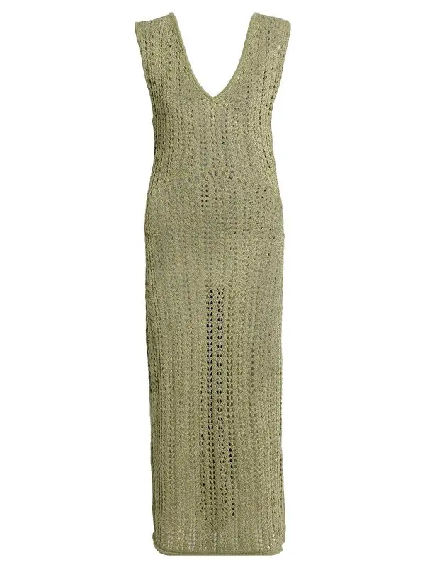 Savannah Morrow Tallara Pointelle-knit Pima Cotton Midi Dress - Army Green