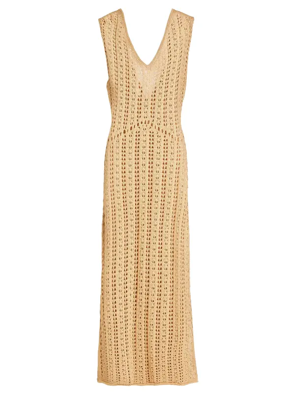Savannah Morrow Tallara Pointelle-knit Pima Cotton Midi Dress - Sand