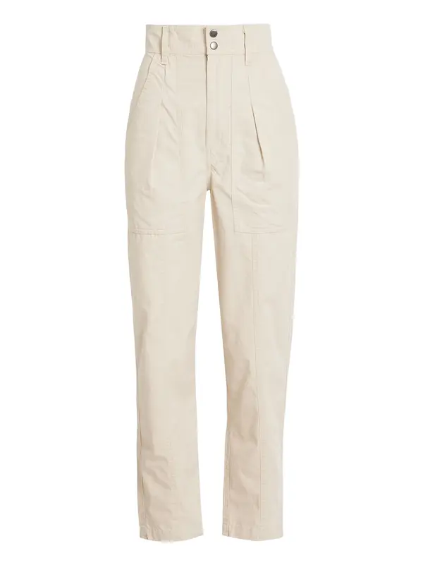 MARANT ETOILE Kiana Pleated Cotton-canvas Tapered Pants - Ecru