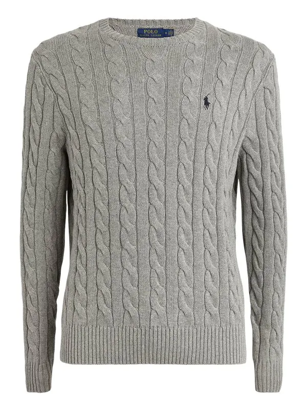 Polo Ralph Lauren Cable-knit Sweater With Polo Logo - Grey