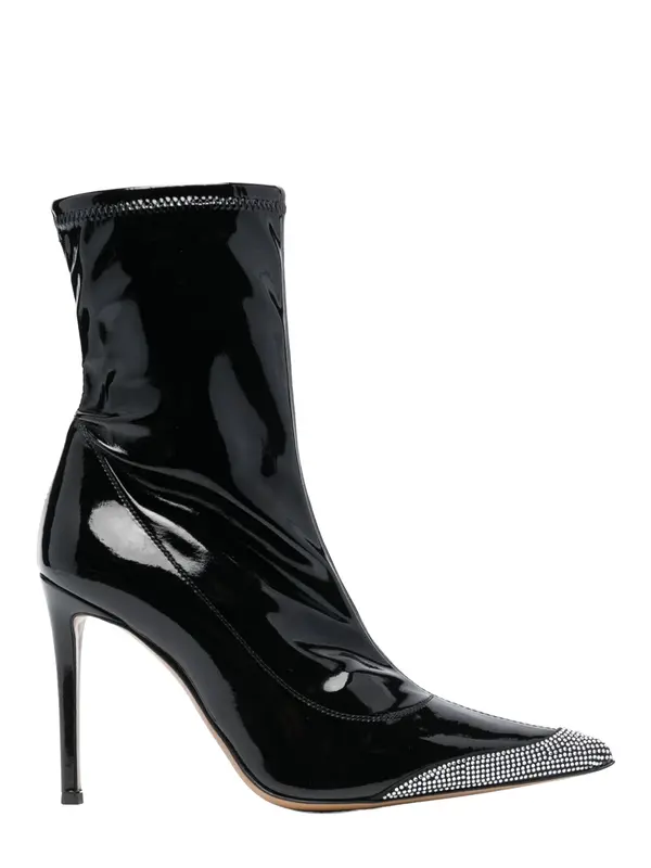 Alexandre Vauthier 105mm Crystal-embellished Patent-leather Boots - Black