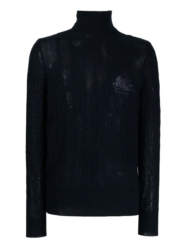 Etro Roll-neck Cable-knit Jumper - Blue