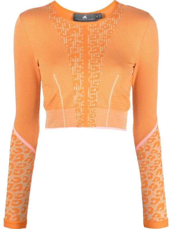 Adidas By Stella McCartney Seamless Long Sleeve Crop Top - Orange