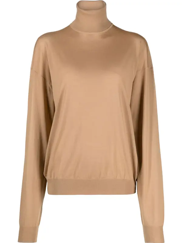 Saint Laurent Roll-neck Wool Jumper - Neutrals