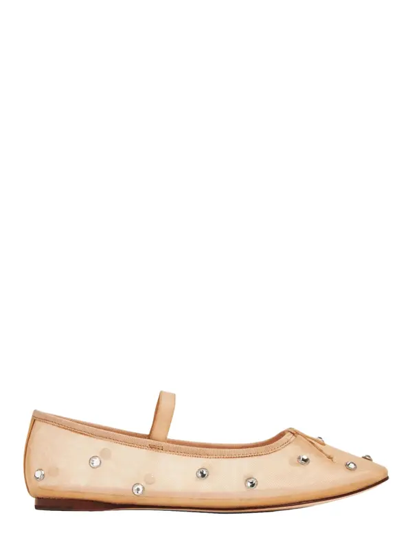 LOEFFLER RANDALL Leonie Crystal-embellished Ballerina Shoes - Neutrals
