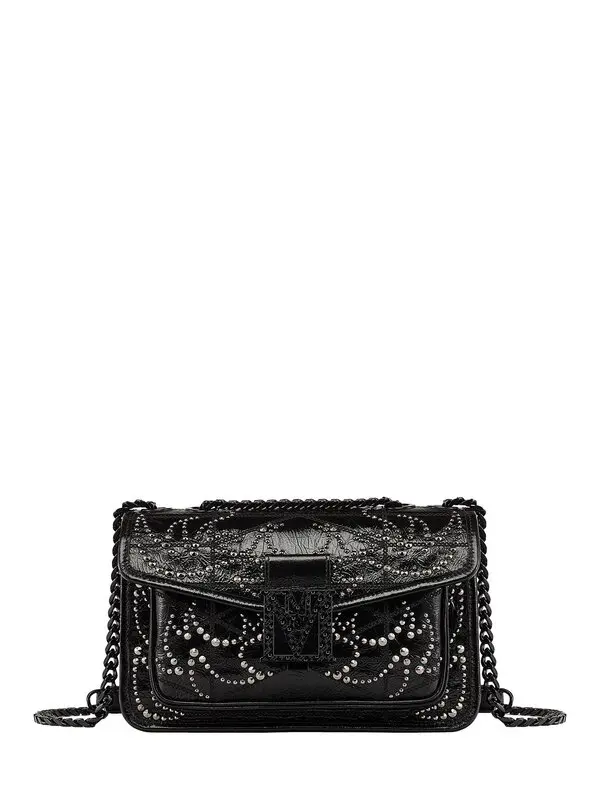 Mcm Travia Studded Shoulder Bag - Black