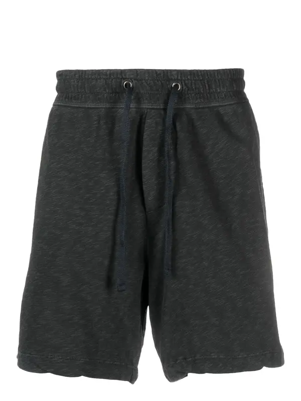 JAMES PERSE Mélange-effect Cotton Track Shorts - Black