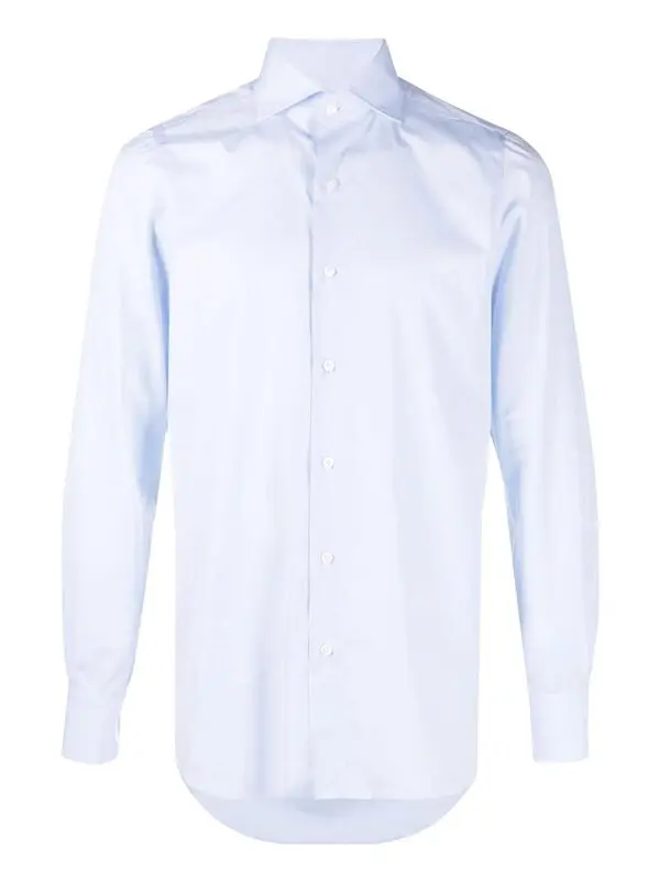 FINAMORE 1925 Long-sleeve Cotton Shirt - Blue