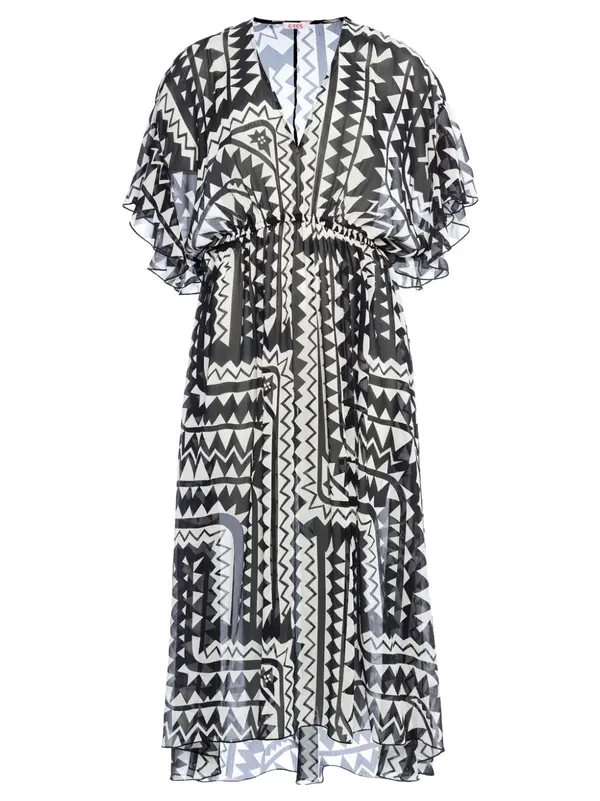 ERES Rivage Geometric Print Silk Midi Dress - Black