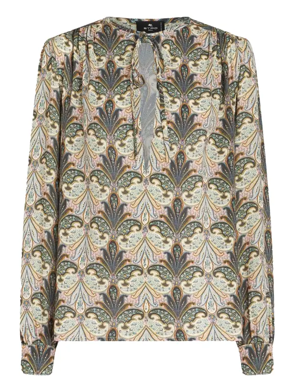 Etro Paisley-print Tie-detailed Blouse - Neutrals