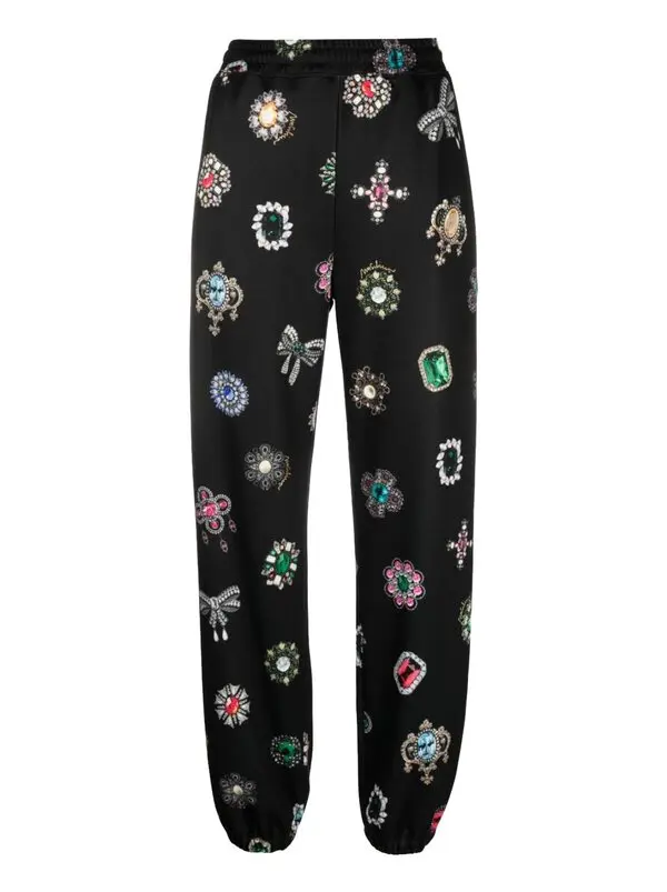 Moschino Graphic-print Drawstring Trousers - Black