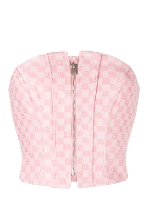 MISBHV Monogram-print Corset Top - Pink