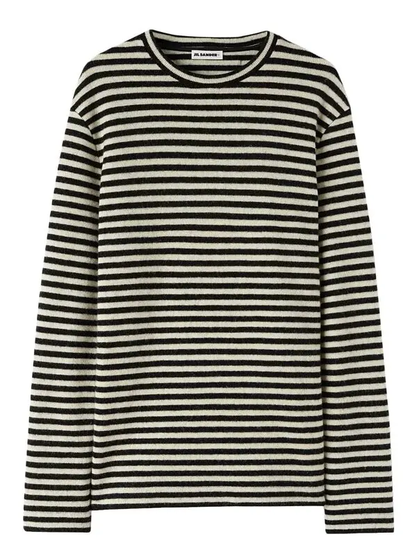 JIL SANDER Striped Wool Sweater - Black