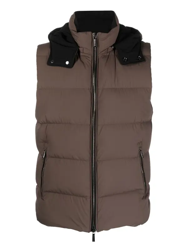 MOORER High-neck Padded Gilet - Green