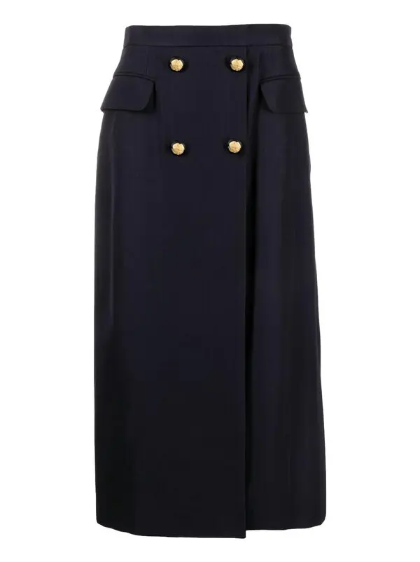 Alexander McQueen Pleated Wool-blend Midi Skirt - Blue