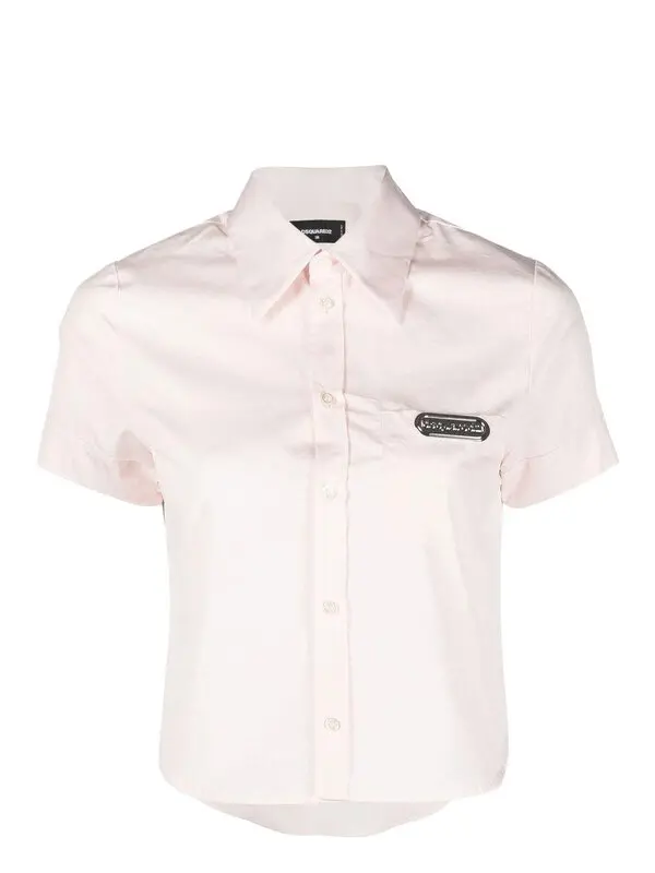 Dsquared2 Cropped Logo-patch Shirt - Pink