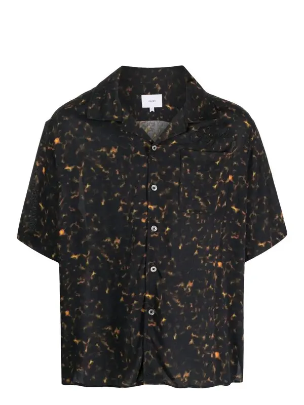 Rhude Abstract-print Logo-embroidered Shirt - Black