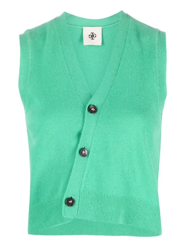 THE GARMENT Asymmetric V-neck Knit Vest - Green
