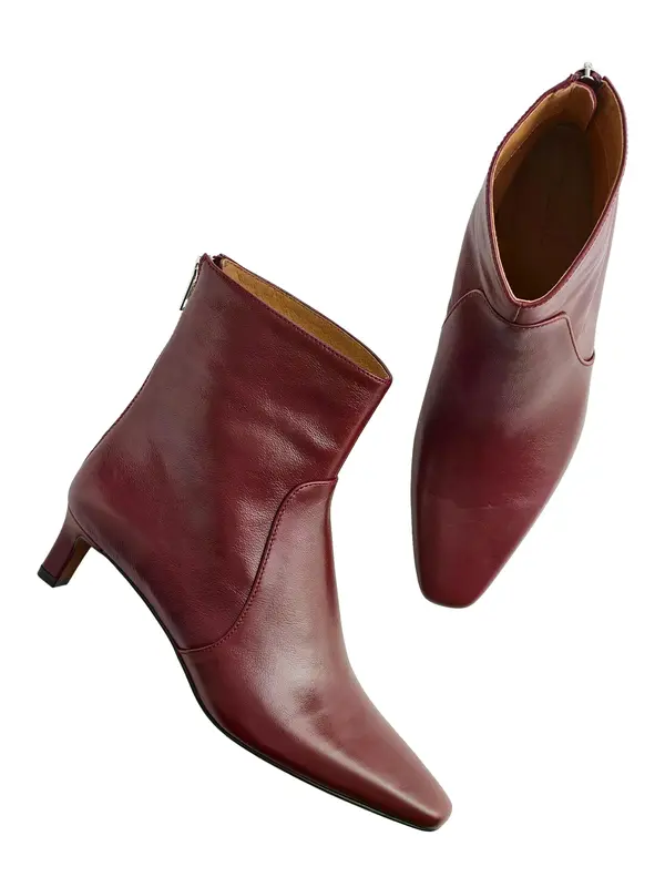 Madewell The Dimes Kitten-heel Ankle Boots - Deep Merlot