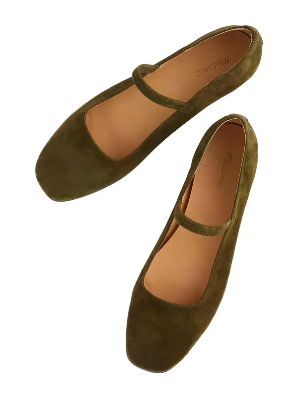 Madewell Greta Suede Ballet Flats - Shaded Olive