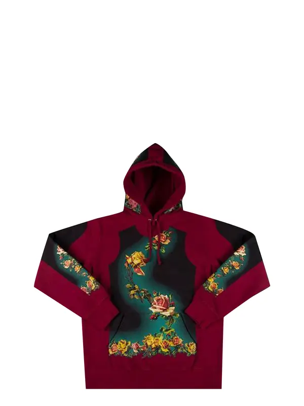 Supreme X Jean Paul Gaultier Floral Print Hooded Sweatshirt - Red