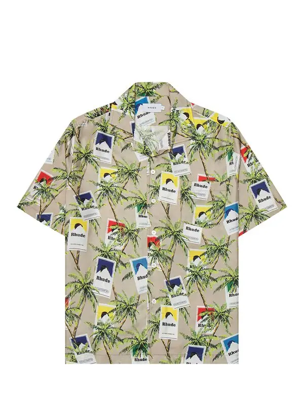 Rhude Cigarette Print Button Up 'taupe/multicolor - Tan