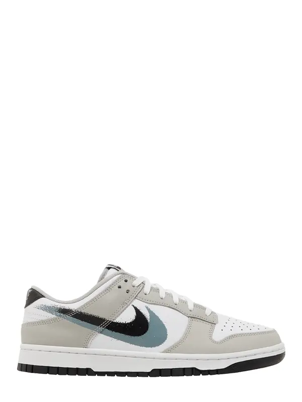 Nike Dunk Low 'spray Paint Swoosh' Sneakers - Grey