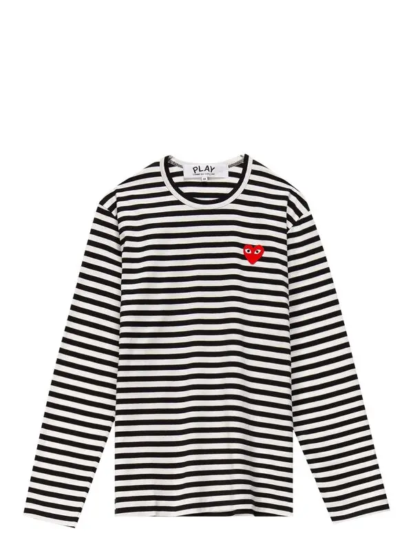 Play Comme Des Garcon Striped T-shirt /white - Black