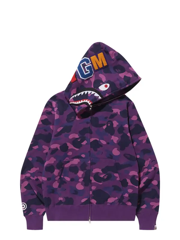 BAPE Color Camo Shark Full Zip Hoodie - Purple