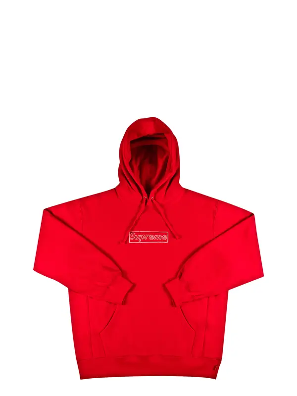 Supreme X Kaws Chalk Logo Hooded Sweatshirt - Red