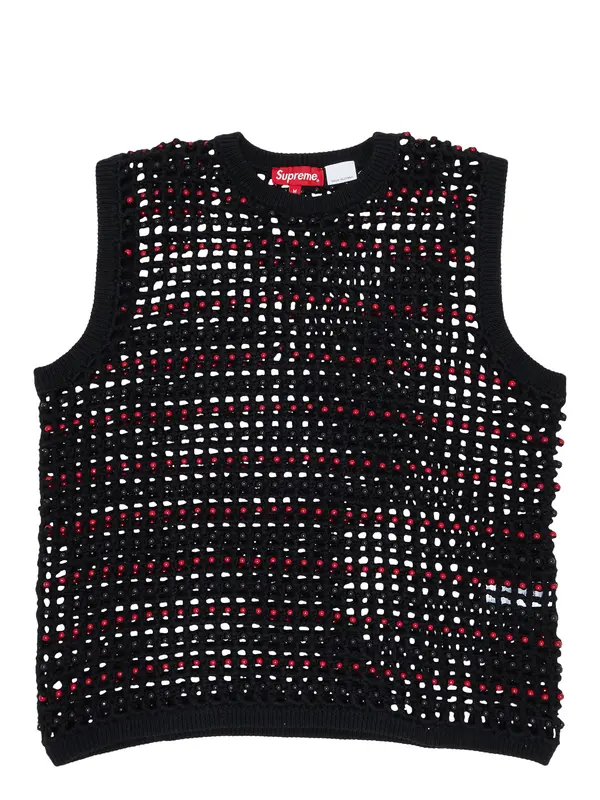 Supreme Beaded Sweater Vest - Black