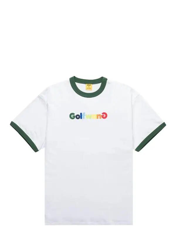 GOLF WANG Happy Logo Ringer Tee /green - White