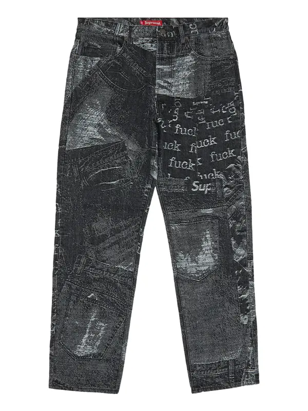 Supreme Archive Denim Jacquard Regular Jean - Black