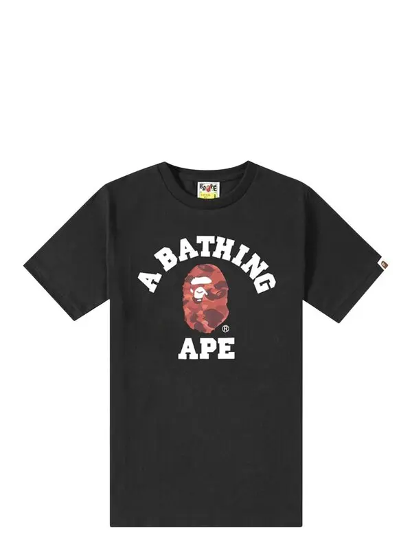 A BATHING APE Color Camo College T-shirt 'red - Black
