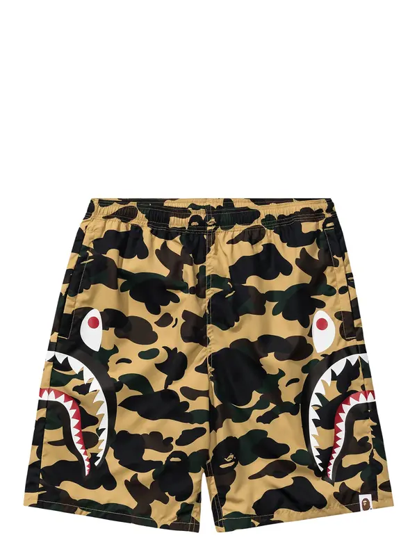 BAPE 1st Camo Side Shark Beach Shorts - Yellow
