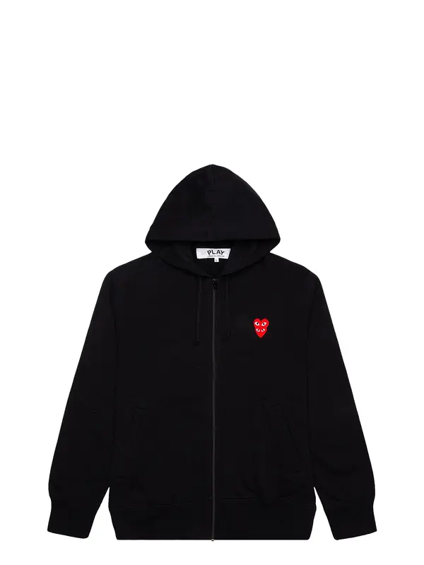 Play Comme Des Garcon Stacked Heart Hooded Sweatshirt - Black