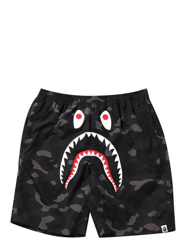 BAPE Color Camo Shark Beach Shorts - Black