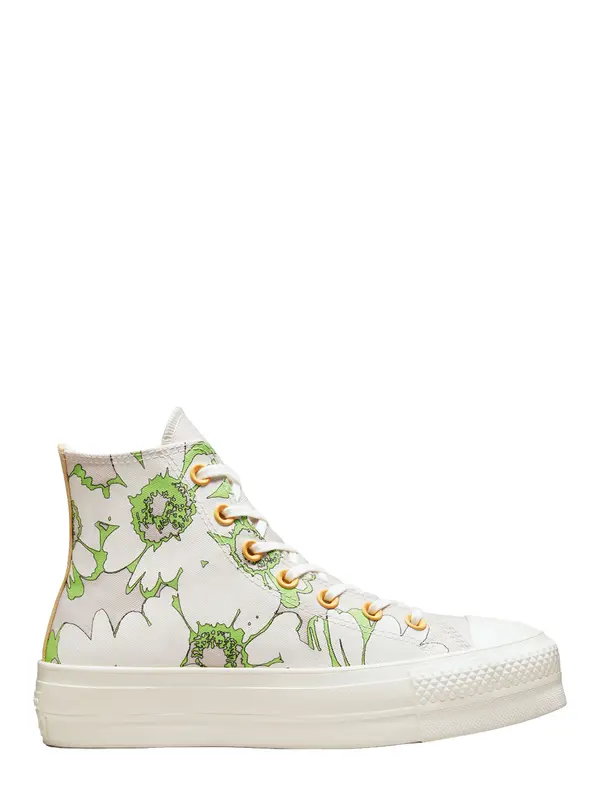 CONVERSE Chuck Taylor All Star Lift Platform High Crafted Florals - White