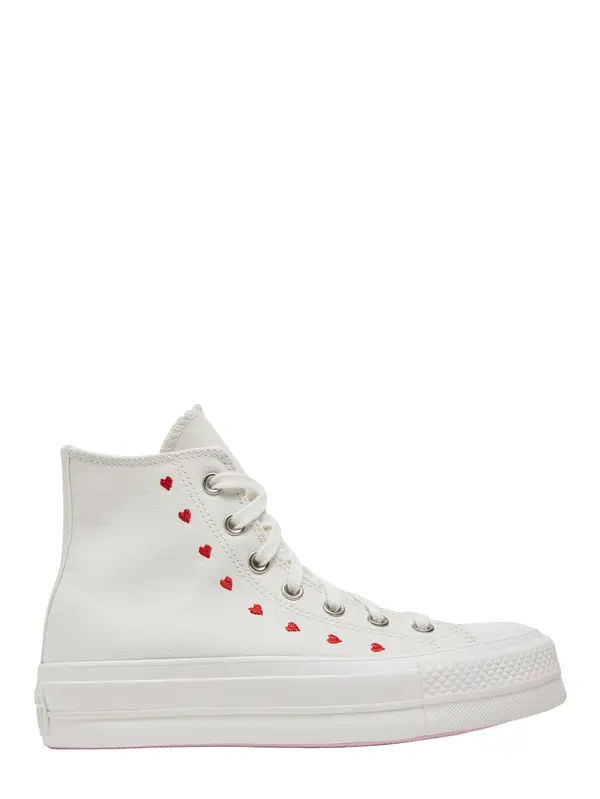 CONVERSE Chuck Taylor All Star Lift Platform High Embroidered Hearts - White