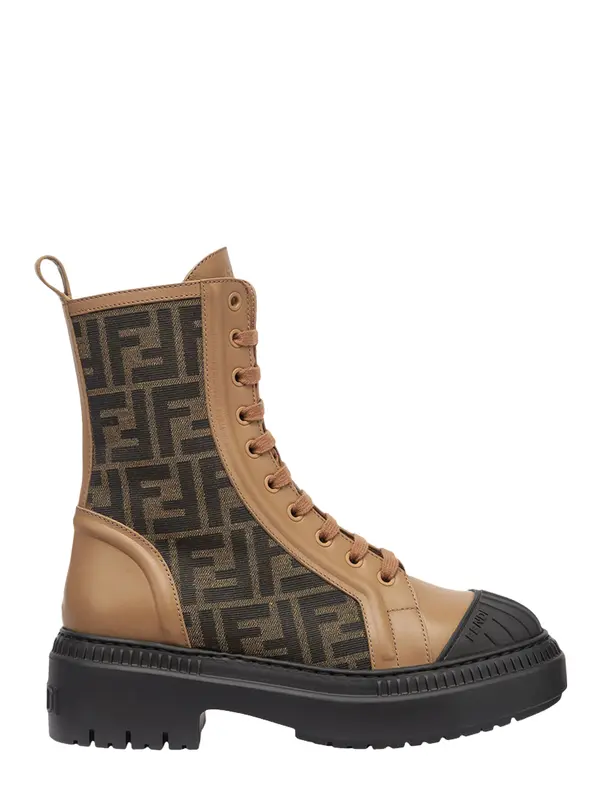 Fendi Ff Motif Domino Biker Boot - Brown