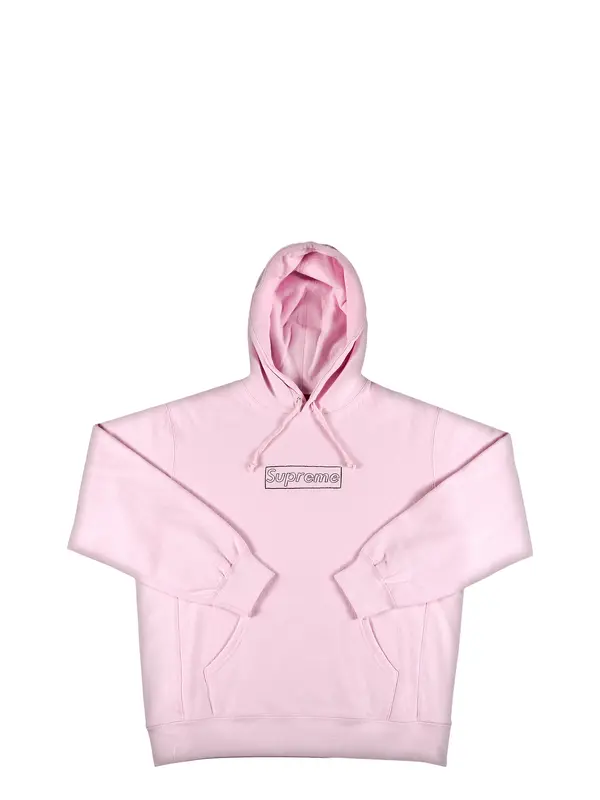 Supreme X Kaws Chalk Logo Hooded Sweatshirt - Pink