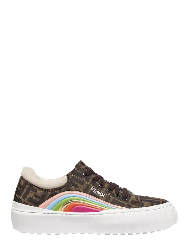 Fendi Force Rainbow Patch Sneakers - Brown