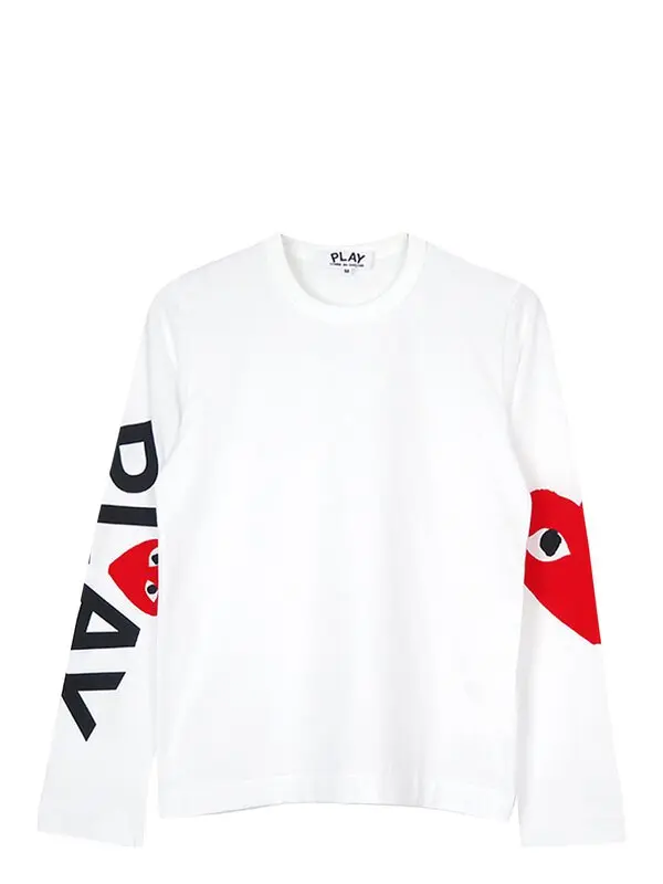 Play Comme Des Garcon Oversized Heart Long-sleeve T-shirt - White